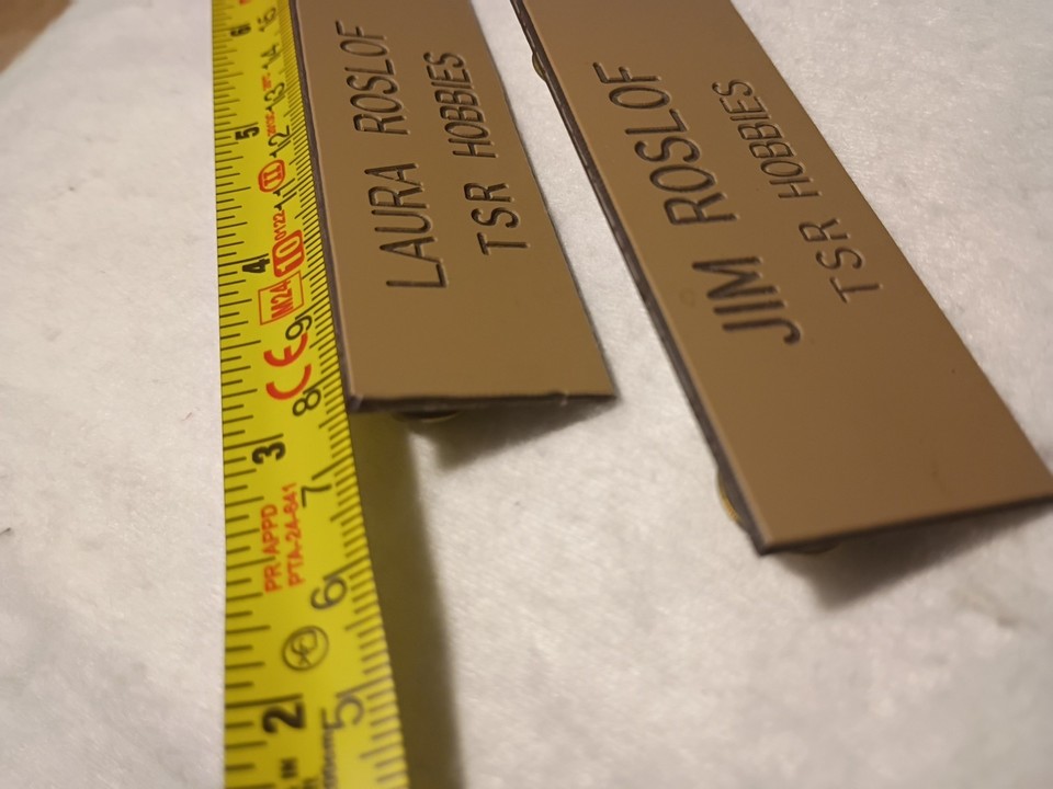 TSR Employee Name Tags: James & Laura Roslof Set of 2 | eBay