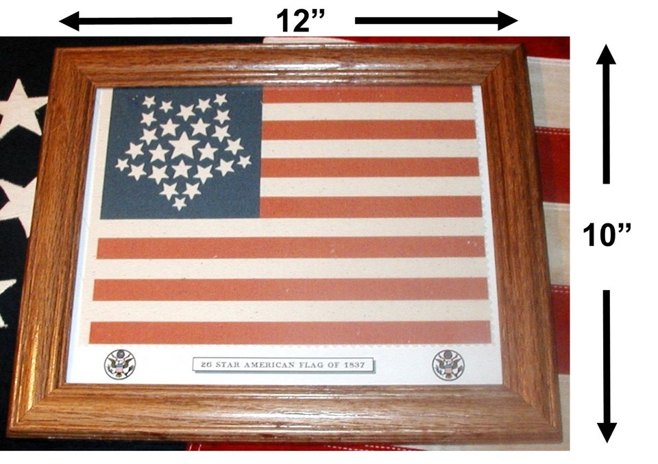 Framed 26 Star US Flag, Great Star American Flag, Michigan State Flag ...