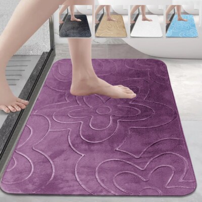 Non Slip Bath Mat Extra Large Bathroom Rug Water Absorbent Toilet ...
