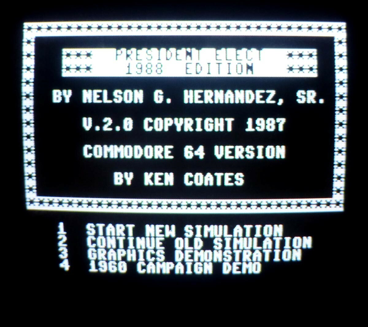 Commodore 64/128: PRESIDENT ELECT 1988 for C64 ORIGINAL disk ACTUALLY ...