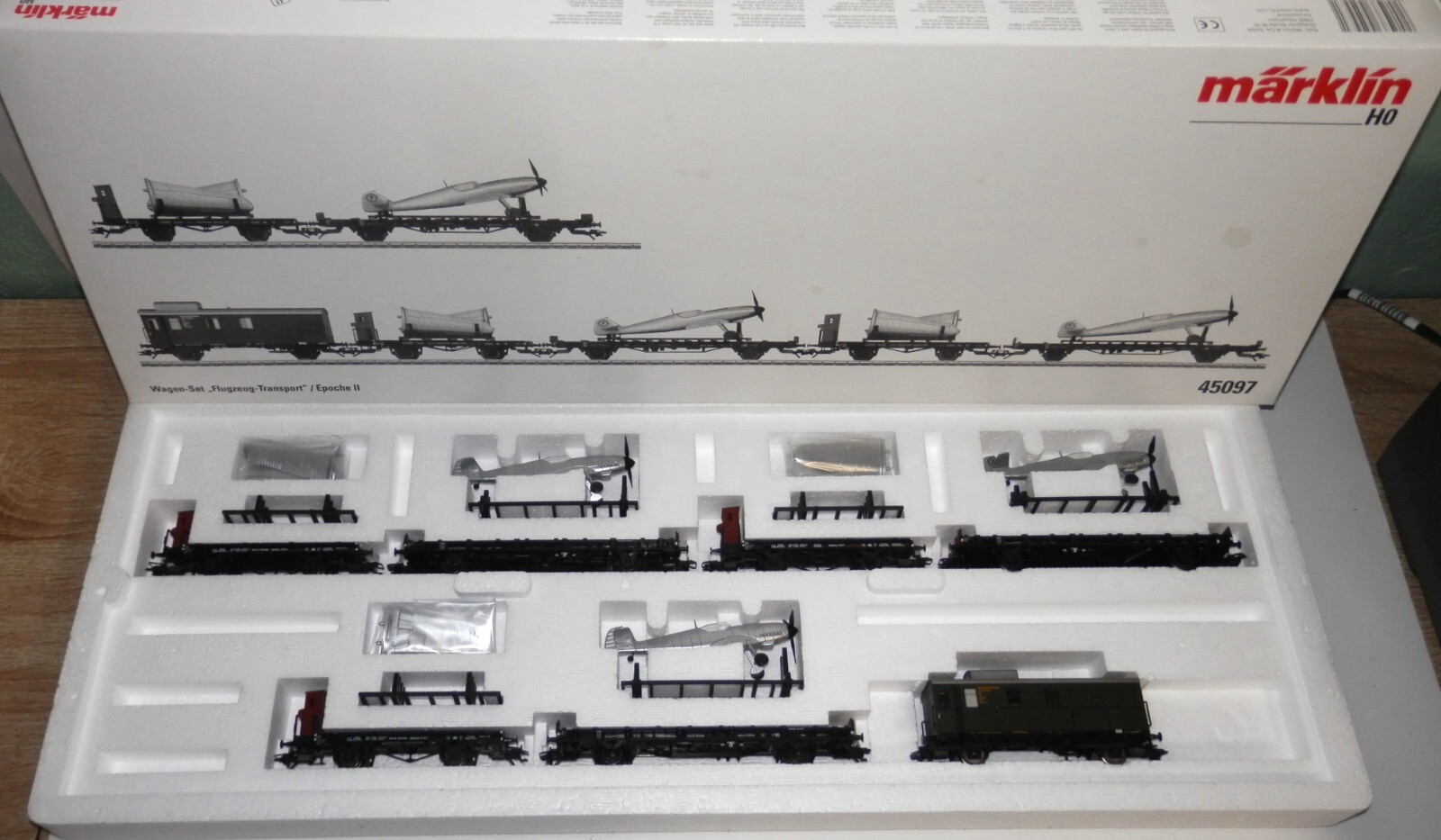 Marklin HO Scale European Airplane Transport Car Set #45097 NIB