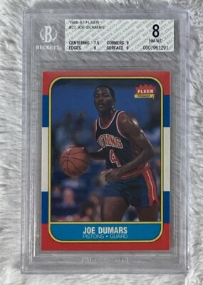 1986-87 Fleer Joe Dumars Rookie Card RC #27 BGS 8 NM-MT Detroit Pistons ...
