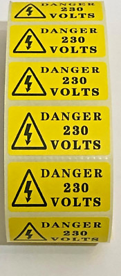 Electrical Safety Warning Labels - 230V Voltage Labels - Yellow 50mm x ...