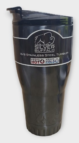 Silver Buffalo Double-Walled Stainless Steel Travel Tumbler, Gray | eBay