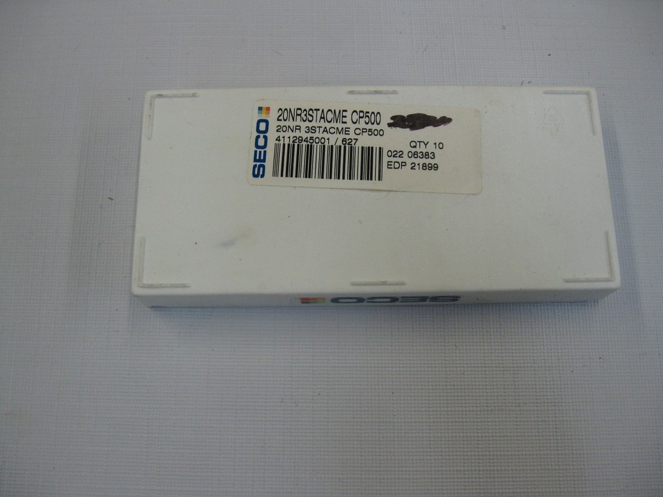 SECO Carbide Threading Inserts 20NR3STACME CP500 ACME Pkg of 10 inserts ...