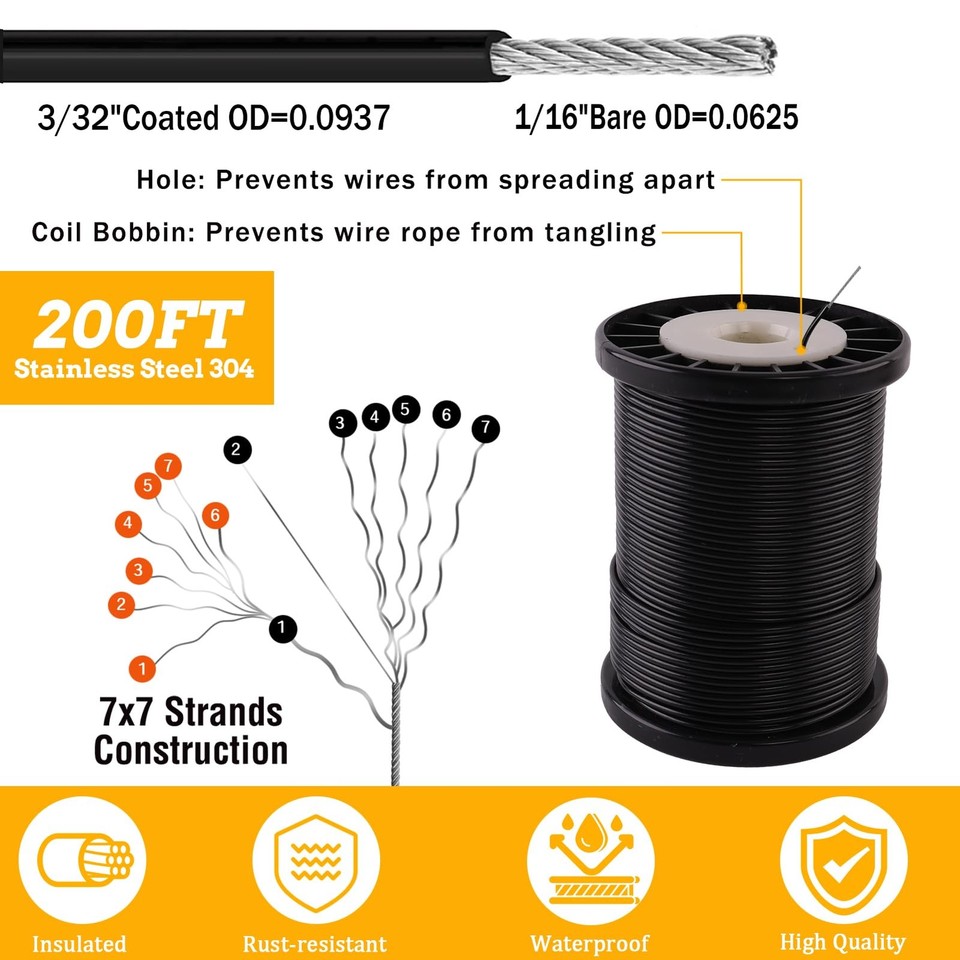 String Light Hanging Kit, Outdoor Light Guide Wire, Globe String Lights ...