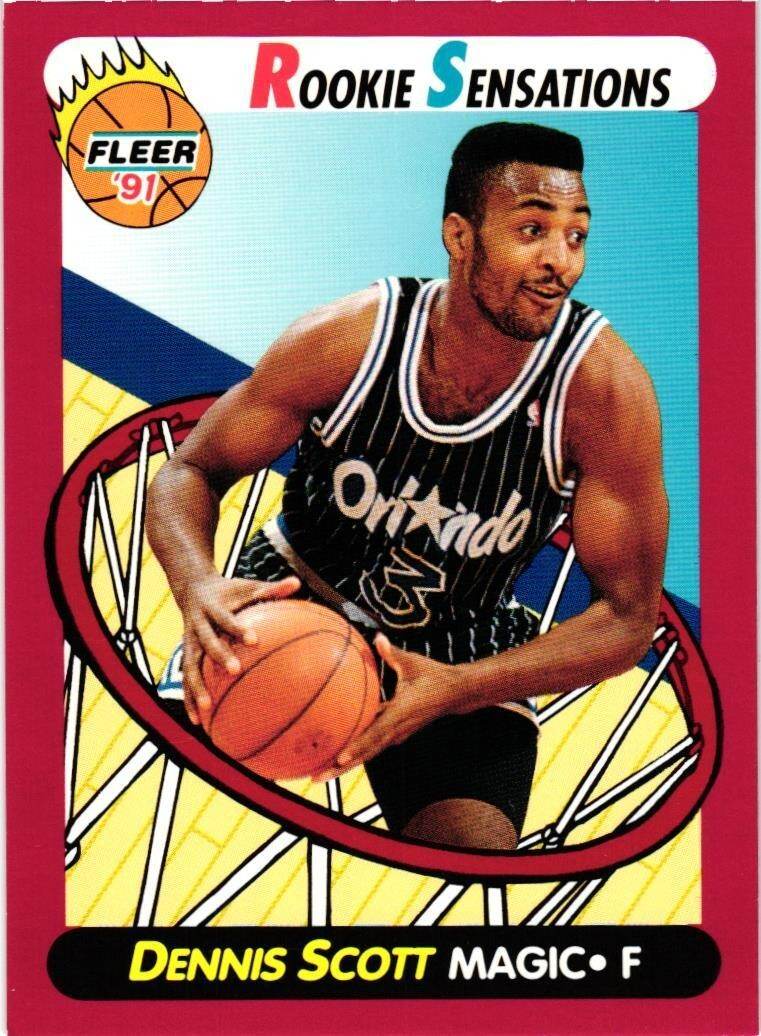 1991-92 FLEER DENNIS SCOTT ROOKIE SENSATIONS RC #2 OF 10 $0.99 VALUE ...