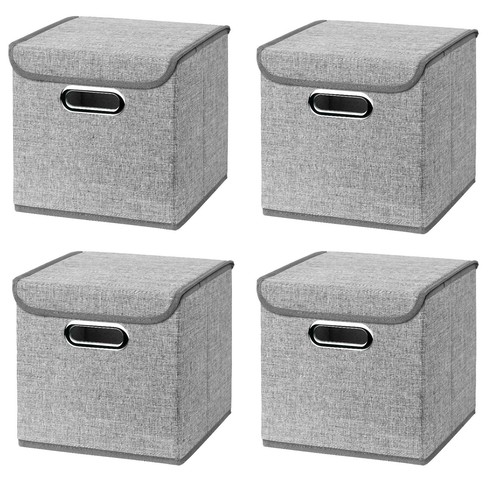 4x Hellgrau Faltbox 25x25x25 Box Regalbox Aufbewahrungsbox faltbar mit ...