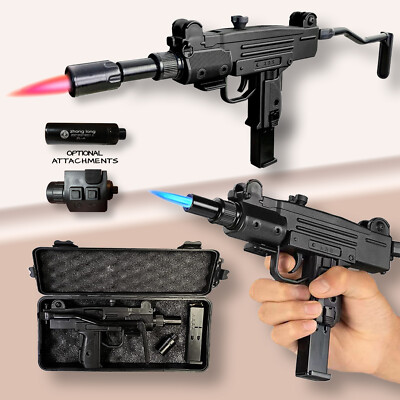 Mini UZI Submachine Gun Pistol LIGHTER & Padded Case ABS/Metal - Jet ...
