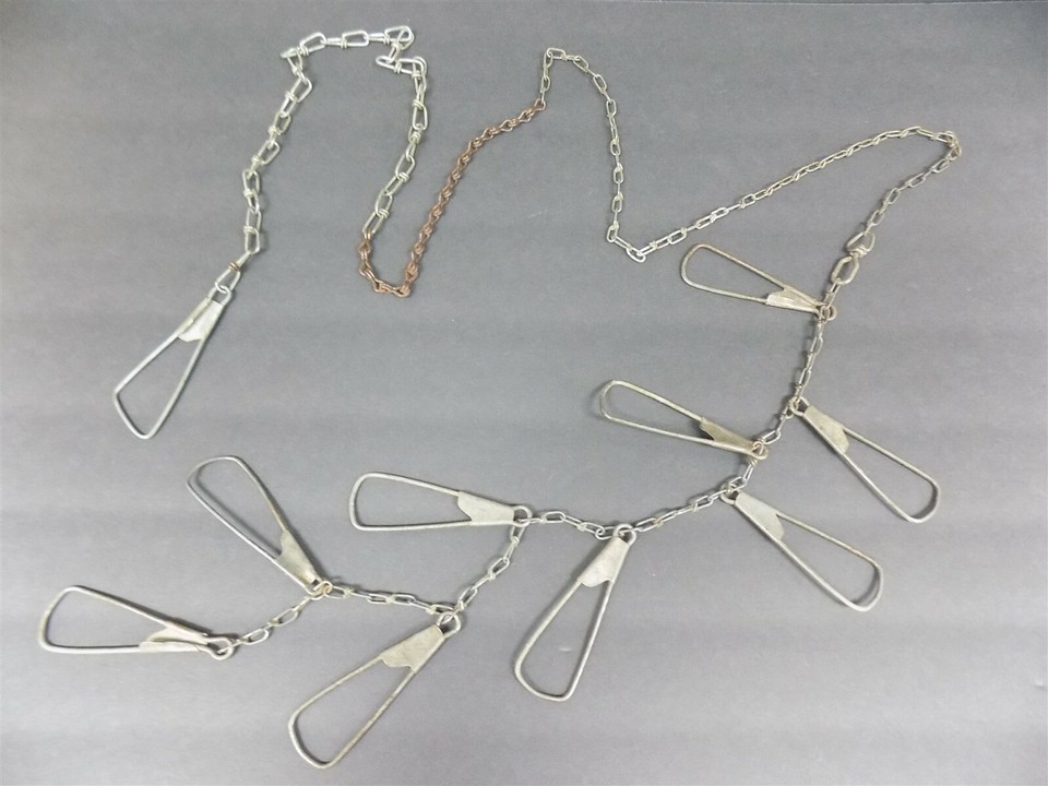 Vintage Unbranded 6' Metal Fish Stringer 9 Snap Hooks | eBay