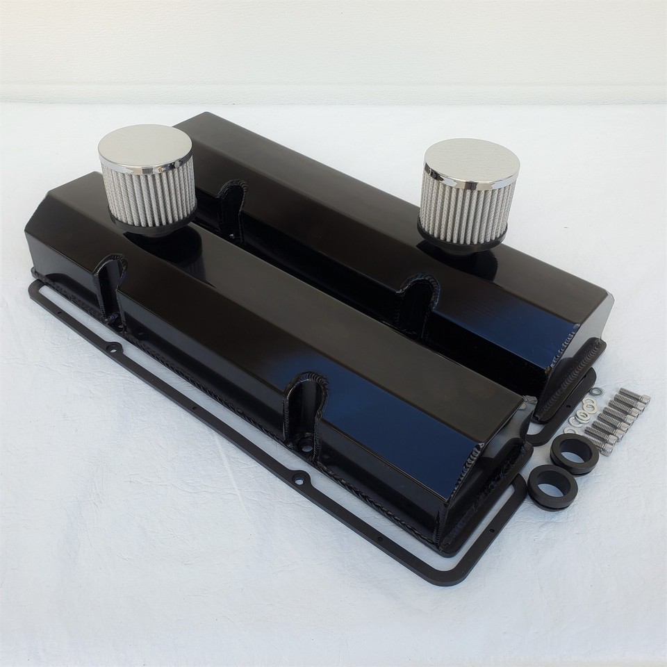 Small Block Chevy Black Aluminum Fabricated Valve Covers SBC 350 400 ...