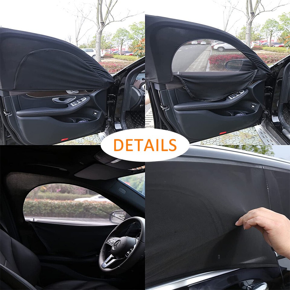 Car Window Screen Side Front Sun Shade Curtain Camping Mosquito Net Bug ...