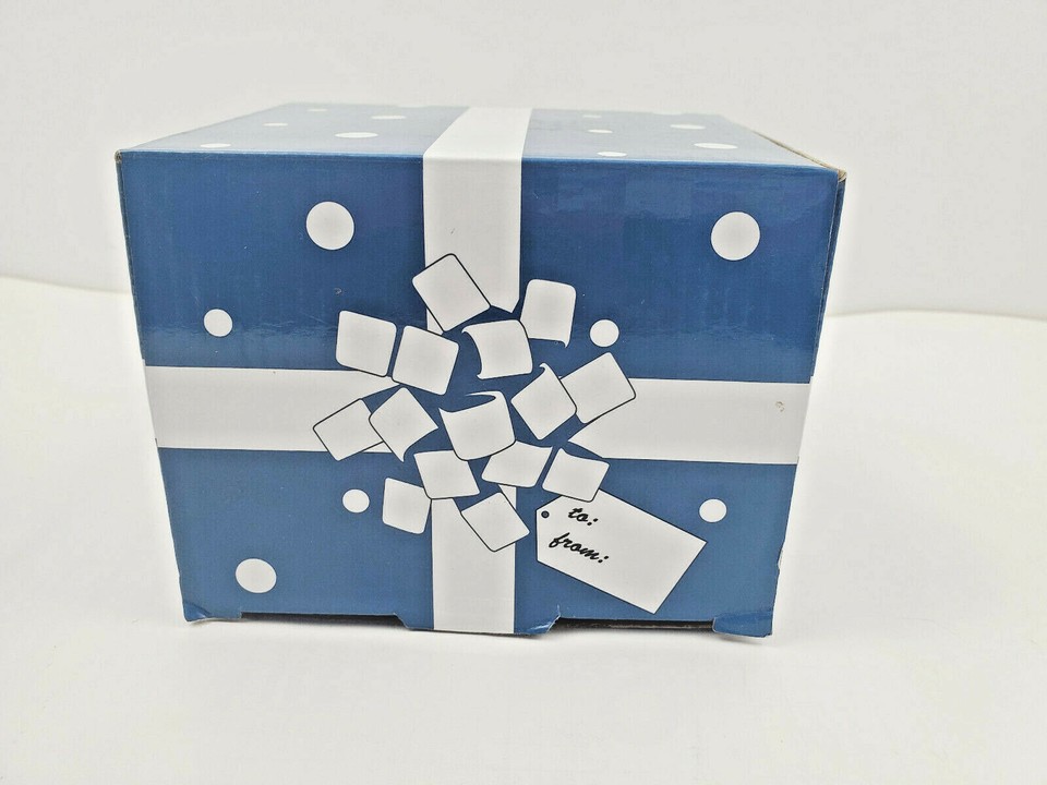 TEMPTATIONS BY TARA Blue 16 oz Coffee Mug White Polka Dots Gift Box NEW ...