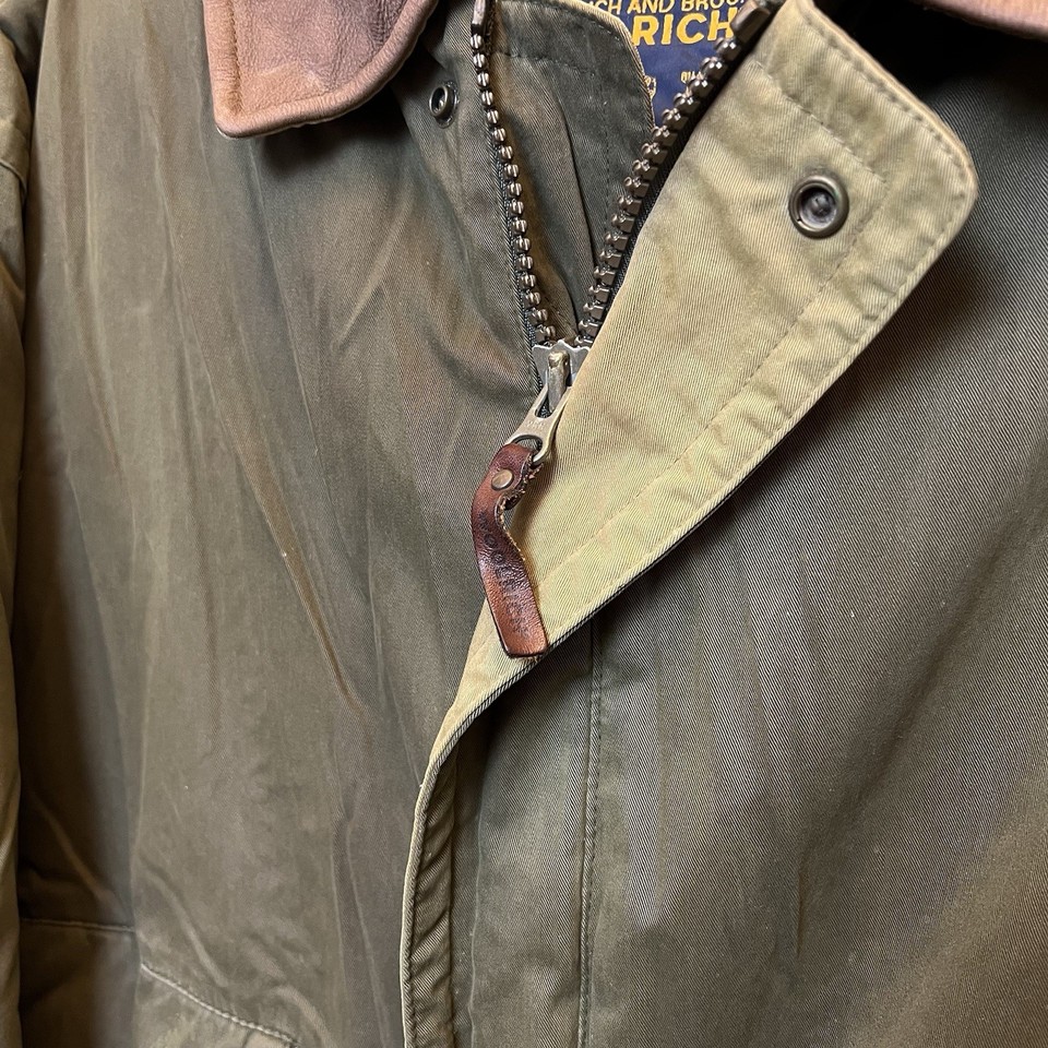 VTG Woolrich Mens Bomber Jacket Thermore Green Brown Leather Collar ...
