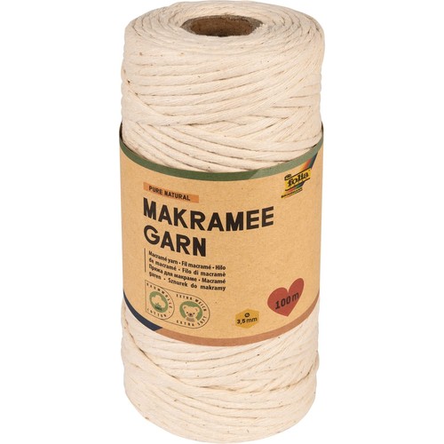 Folia 24991 Macrame Pure Cotton 100 m Twisted Yarn Diameter 3.5 mm for ...