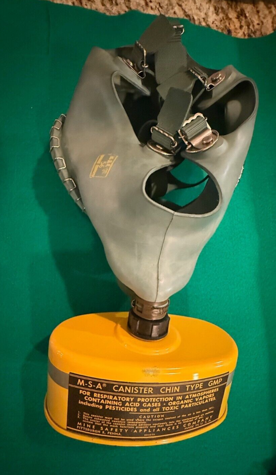 Vintage MSA Gas Mask Chin Type Full Face with Original Carrying Case ...