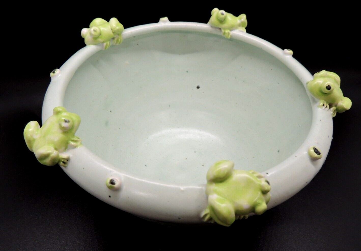 Vintage Frog Planter Pottery 5 Frog Bowl Planter Green/Aqua Frogs ...
