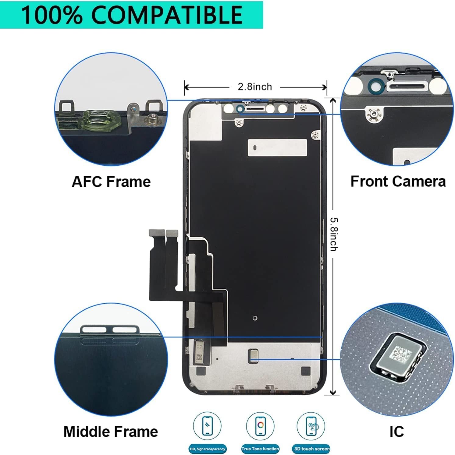 For iPhone 11 LCD Screen Replacement 3D Touch Digitizer Display ...