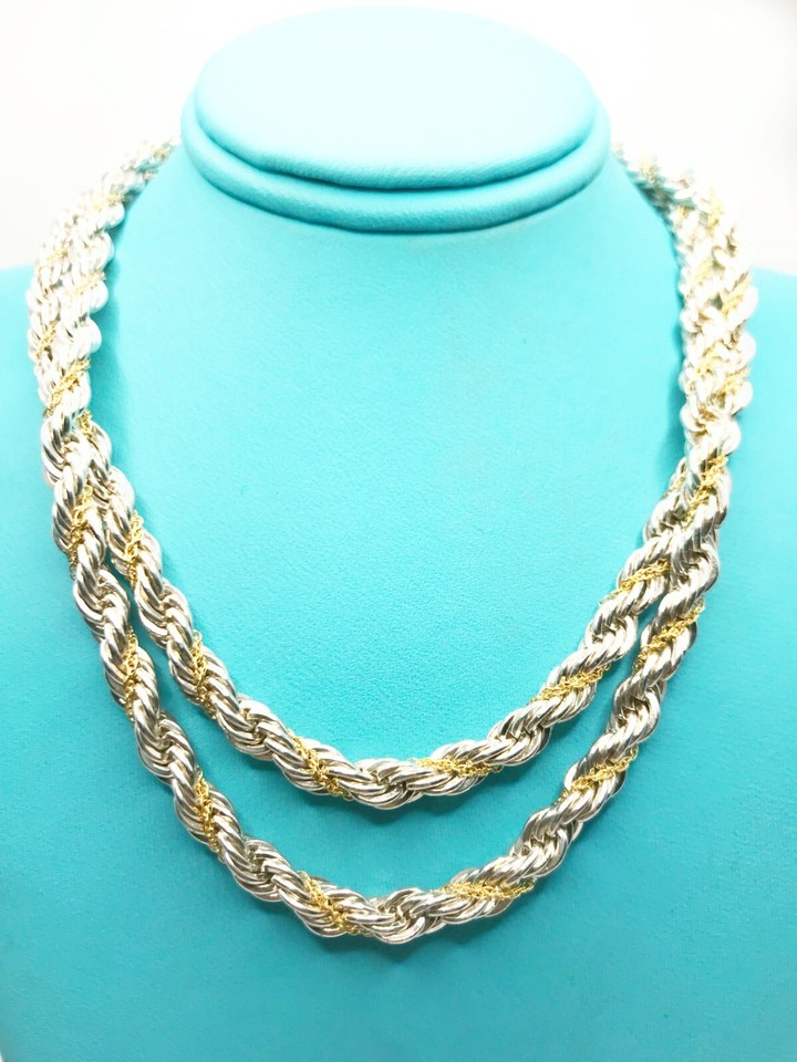 Tiffany & Co. 18KYG & SS Twist Rope Chain Necklace 18" | eBay