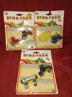 Zyll Zylmex Dyna Farm Lot 3 Tractors Blue, Red, Green + Implements 1:64 ...