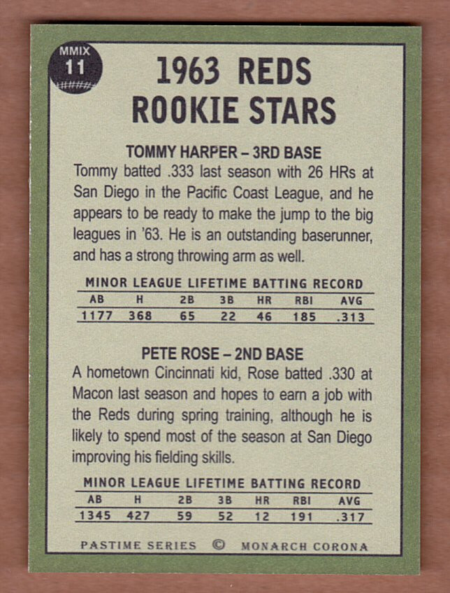 Tommy Harper & Pete Rose Reds / MC Pastime rookies #11 / FREE SHIP ...