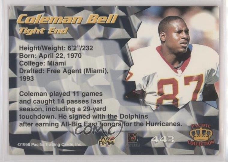 1996 Pacific Crown Collection Red Coleman Bell #443 Rookie RC | eBay