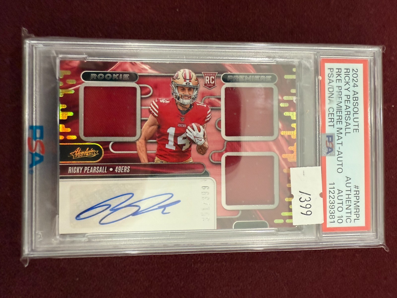 Ricky Pearsall 2024 Absolute Triple Jersey Auto Rookie /359 PSA 10 Auto ...
