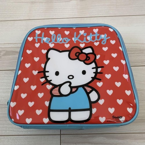 Hello Kitty Lunch Bag Lunch Box Heart Pattern Fabric Red Blue Kids | eBay