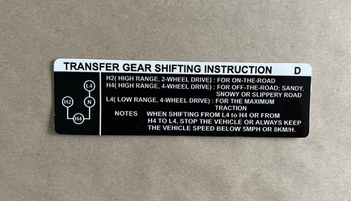 84-88 Toyota Pickup 84-89 4runner Transfer Case Decal Sticker Glove Box ...