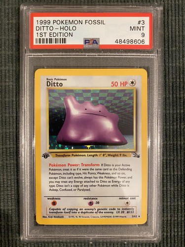 Pokemon 1st Edition Fossil Ditto Beautiful Holo Rare #3 PSA 9! MINT! | eBay