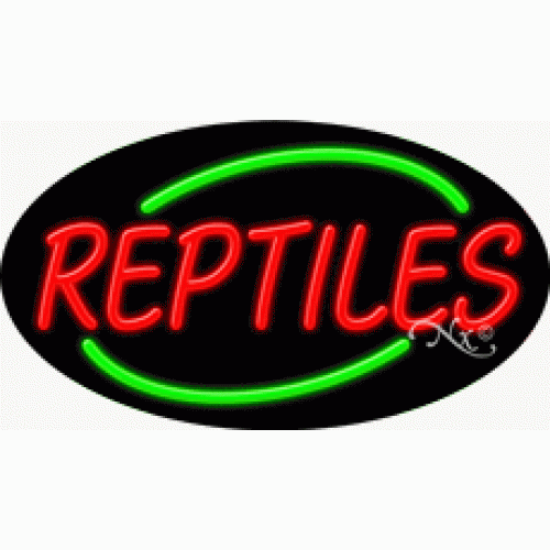 NEW “REPTILES" 30x17 OVAL BORDER REAL NEON BUSINESS SIGN W/CUSTOM ...