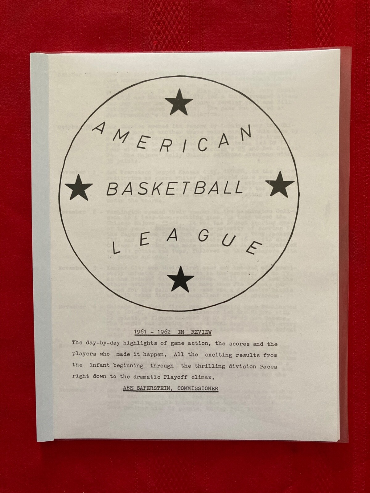 1961-1962 ABL media guide reprint / American Basketball League / Cox ...