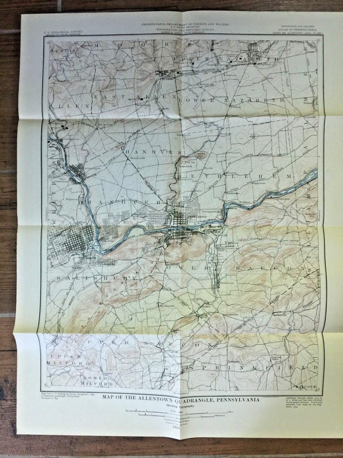 Atlas of Pennsylvania ALLENTOWN QUADRANGLE 1925 1st w/ 4 MAPS ...