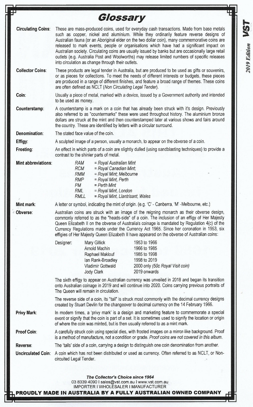 VST AUSTRALIAN 20c COIN ALBUM 1966 to 2023 MINTAGES PRINTED - BLUE ...