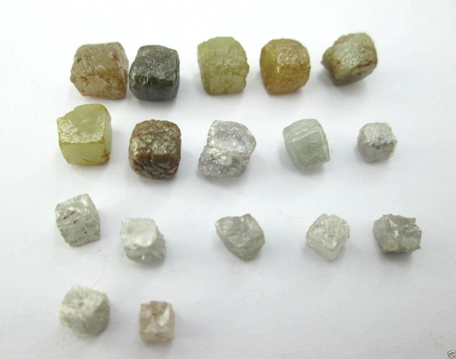 4.09~0.46 CTS BIG RAW UNCUT NATURAL CUBE MULTI COLOR ROUGH DIAMOND 7 ...