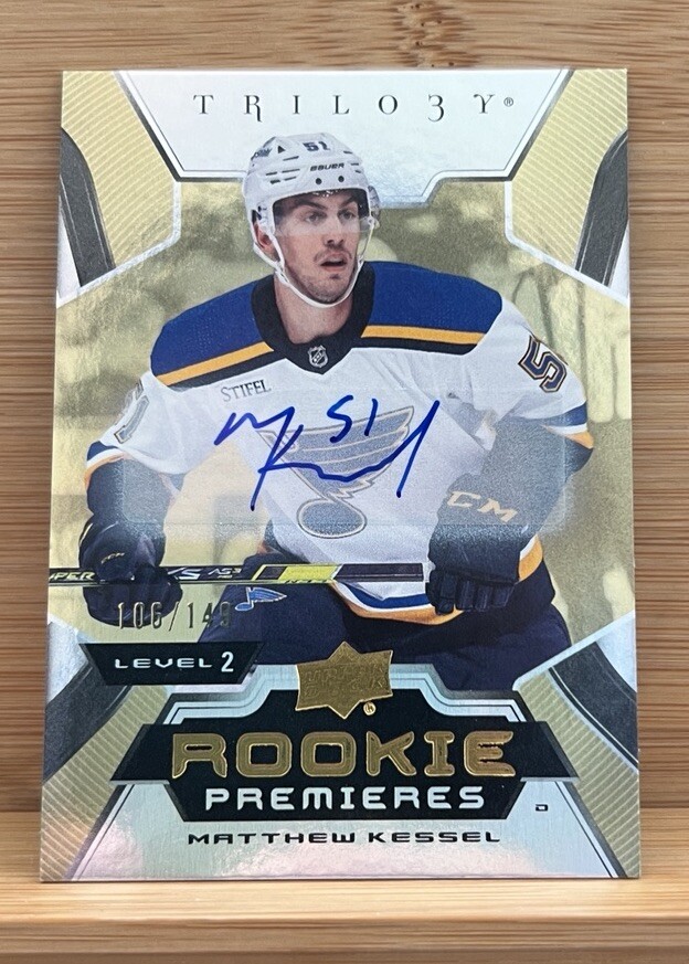 Matthew Kessel — 23-24 UD Trilogy Rookie Premieres Level 2 — Gold Auto ...