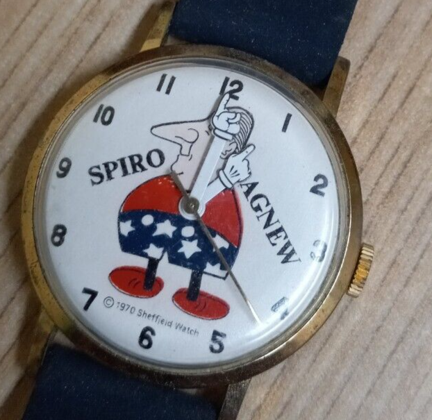 Vintage SPIRO AGNEW Wind up Watch 1970 Sheffield Watch Political Not ...