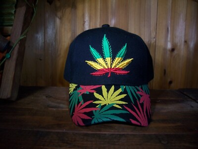 MARIJUANA DESIGN BASEBALL CAP HAT BLACK ADJUSTABLE STRAP NOVELTY ...