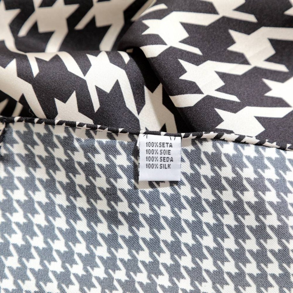 100% silk black and white houndstooth handmade women's large silk scarf ...