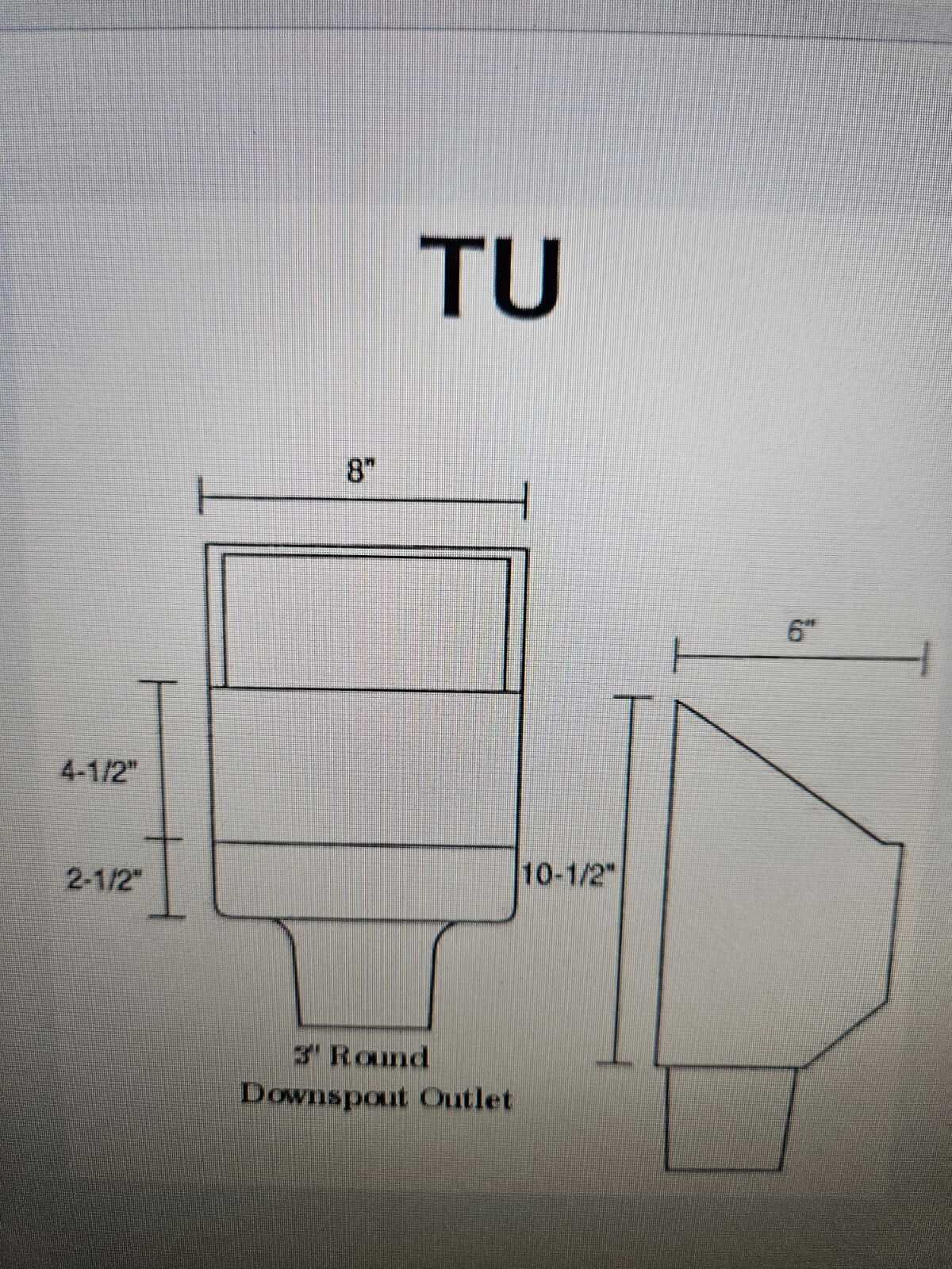 Conductor Head Scupper Box One Piece Molded Plastic 3" Downspout Gutter ...