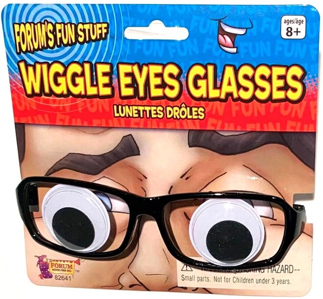 Wiggle Eyes Glasses Funny Cartoon Googly Moving Eyeballs Black Frames ...