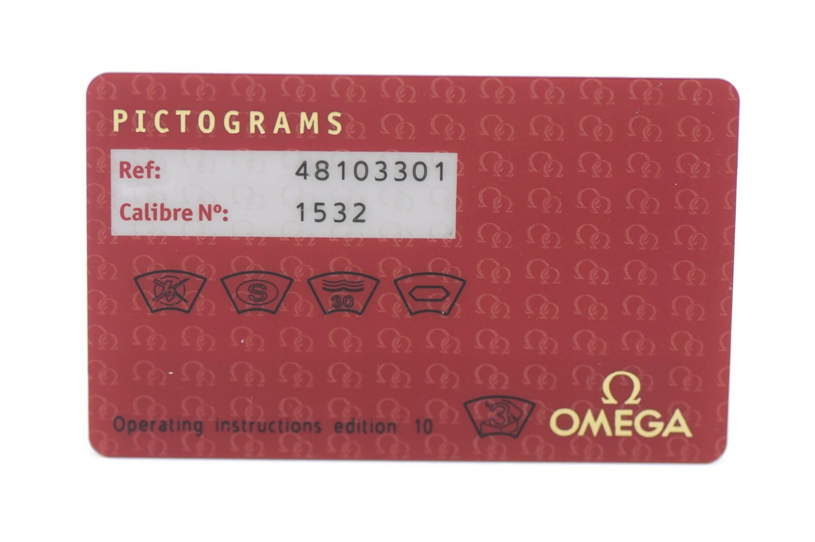 Omega Pictogram Card 4810.33.01 Cal 1532 | eBay Australia