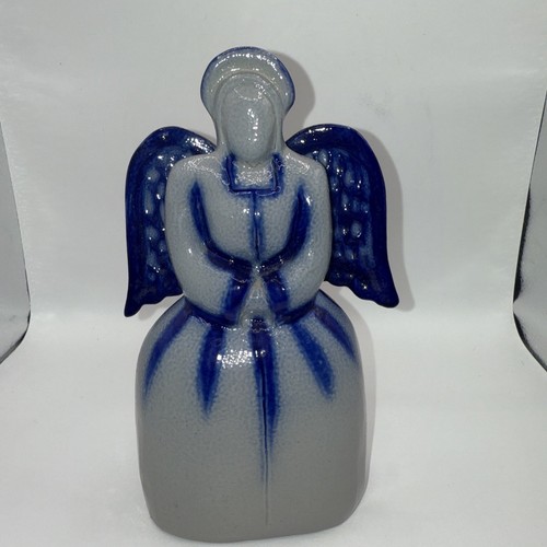 Vintage 1997 Eldreth Pottery Angel Figurine Salt Glazed Gray Blue ...