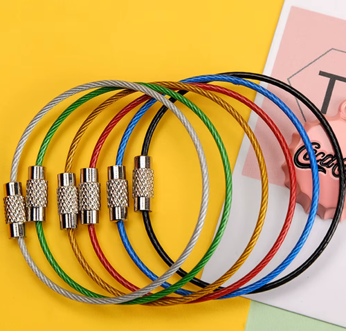 Screw Lock Wire Rope Cable – Small & Large Stainless Steel Key Ring ...