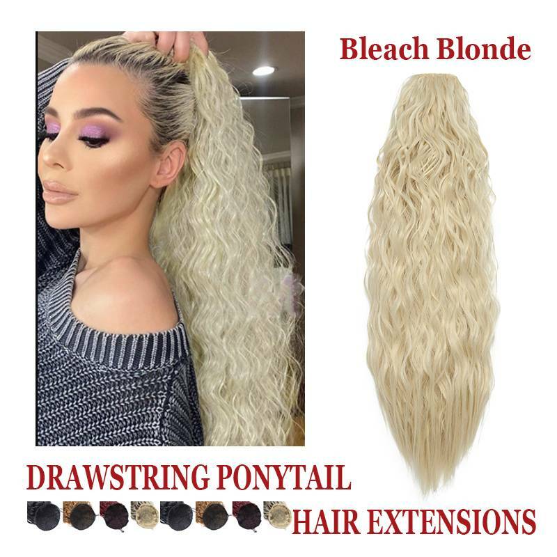Real Thick Wrap Around Deep Wave Ponytail Hair Piece Extension Clip In ...