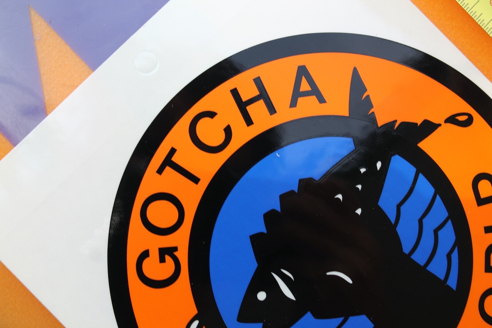 GOTCHA 80's Get A Grip Clothing Tag Neon Orange Fish OG Vintage Surfing ...