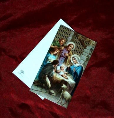 Christmas Holy Card Holy Family Nativity Bethlehem New Antique Card w ...