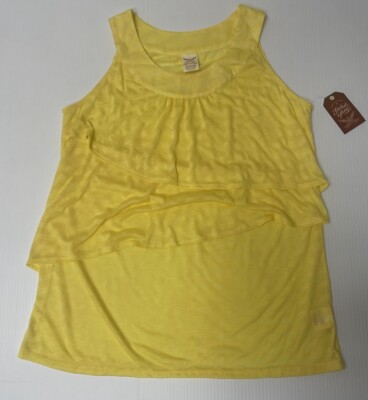 Faded Glory Women’s Yellow Cheveron Print Layered Casual Sheer Tank Top ...