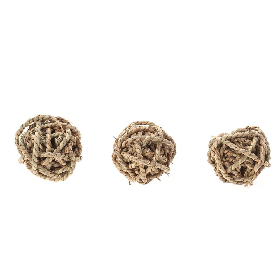 3 PCS Small Animal Toys Hamster Mini Wicker Rattan Balls Bunny Chew ...