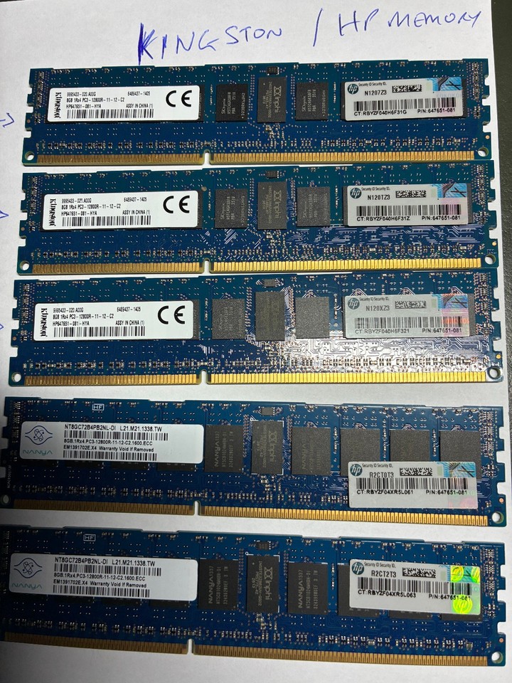 40GB -5x8GB DDR3 ECC Memory Ram HP DL Server etc (used - in working ...